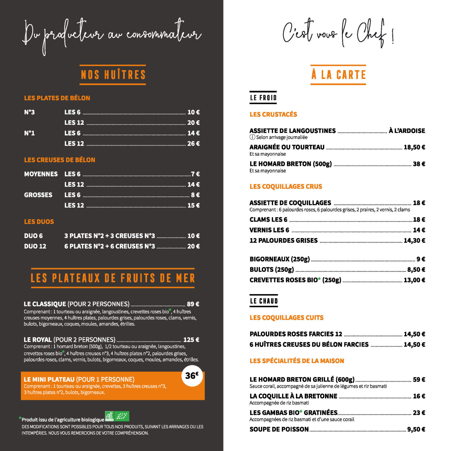 La carte - Chez Jacky - 2020 - Chez Jacky